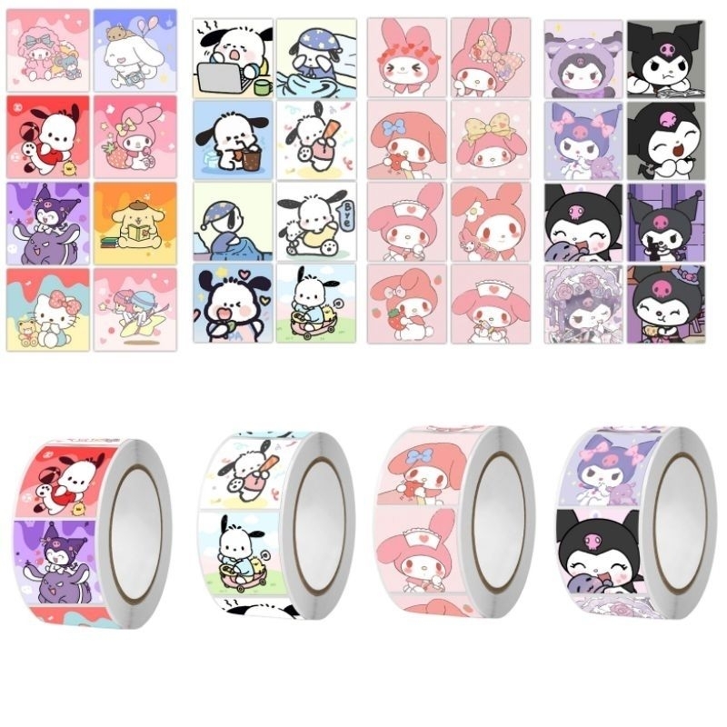 Jual (BBH) 500pcs Stiker kartun anak / stiker roll sanrio kuromi hello kitty my melody purin ...