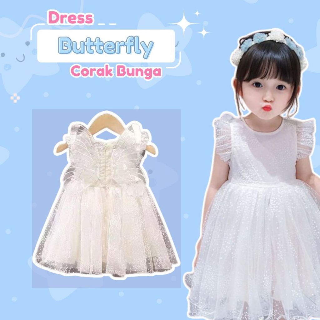 Jual [Hompimpa]0-7 Tahun Gaun Anak Perempuan Usia dengan Sayap Kupu ...