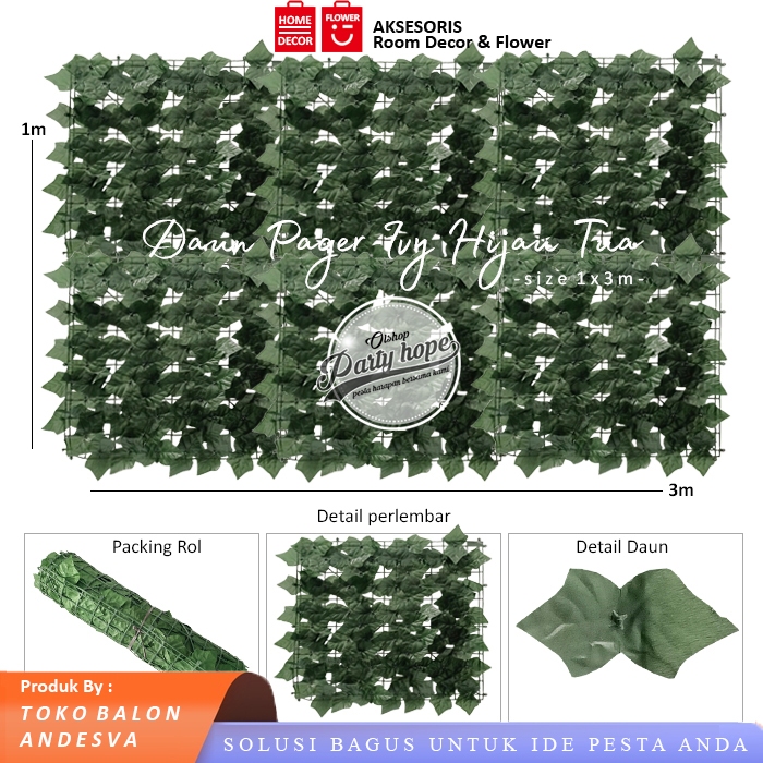 Jual Daun Rambat Dinding Pagar Motif IVY 1 Roll 1x3 meter daun pagar ...