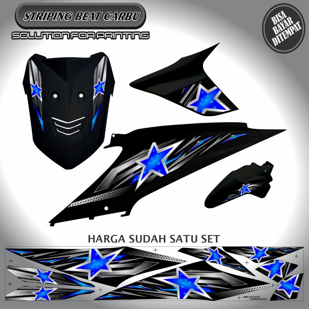 Jual STRIPING VARIASI STICKER HONDA BEAT CARBU MOTIF BINTANG | Shopee ...