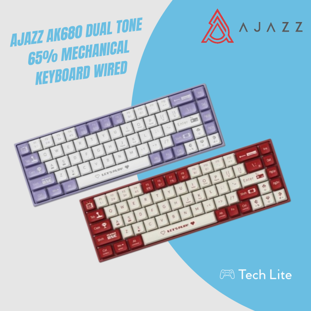 Jual Ajazz AK680 Dual Tone 65% Mechanical Keyboard Wired & Wireless ...
