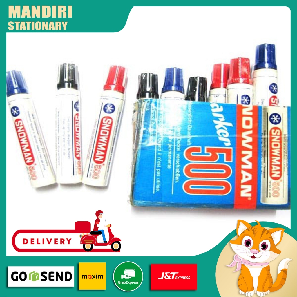 Jual Spidol Snowman Jumbo 500 Permanent Hitam dan Biru | Shopee Indonesia