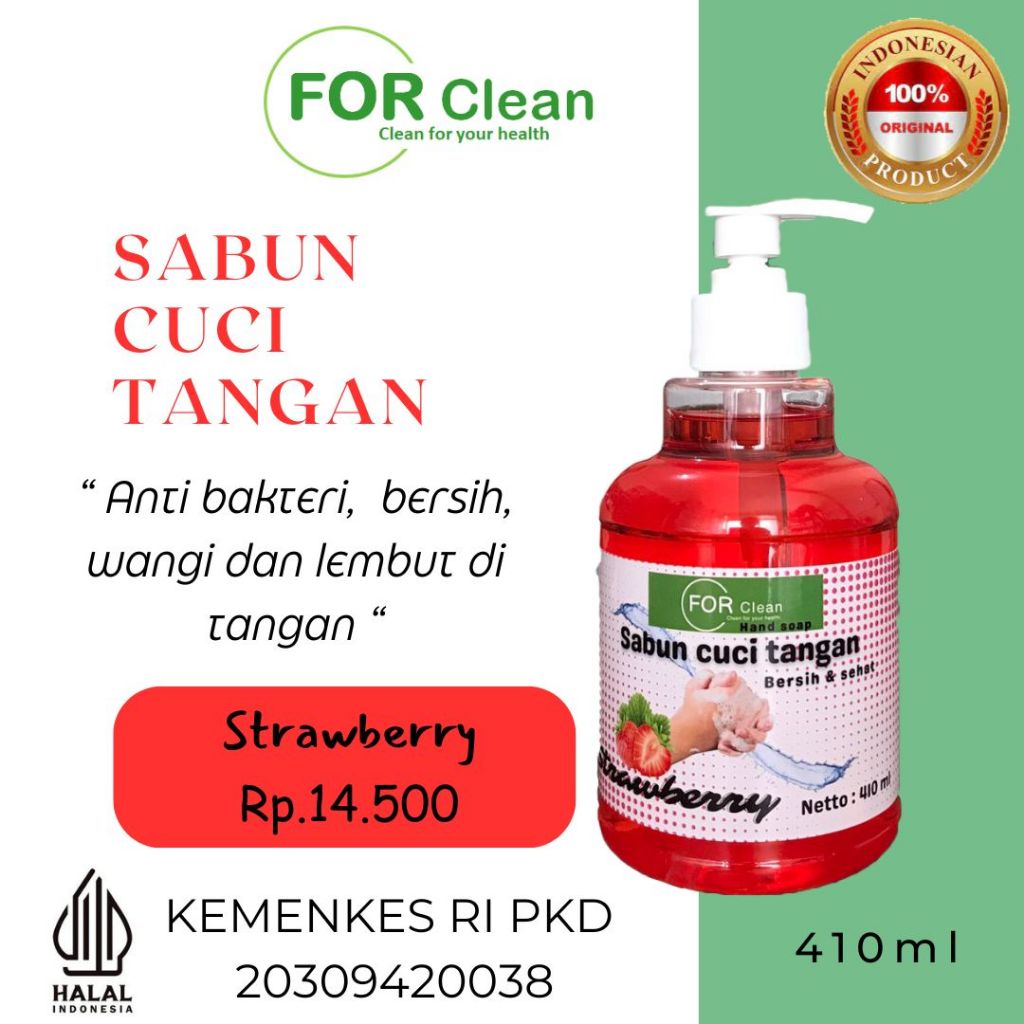 Jual Sabun Cuci Tangan FOR CLEAN (Strawberry) | Shopee Indonesia