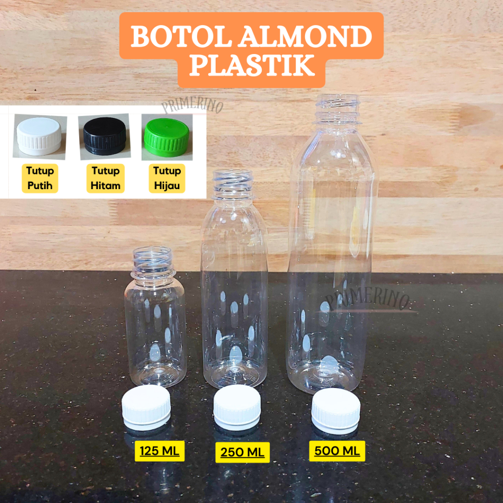 Jual [RP] BOTOL ALMOND 125 ML / 250 ML / 500 ML / BOTOL PLASTIK / BOTOL KOPI SUSU / BOTOL JUICE ...