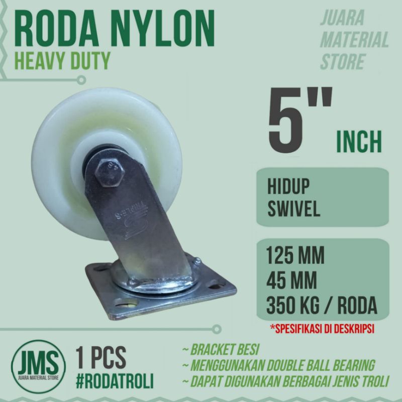 Jual Roda Trolly Nylon Heavy Duty 5 Inch - Hidup | Shopee Indonesia