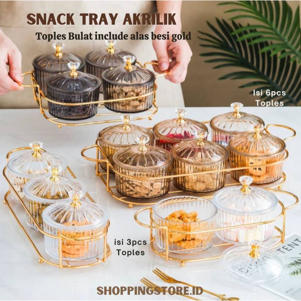 Jual Snack Tray Toples Bulat Akrilik / Toples Tempat Kue Cemilan ...