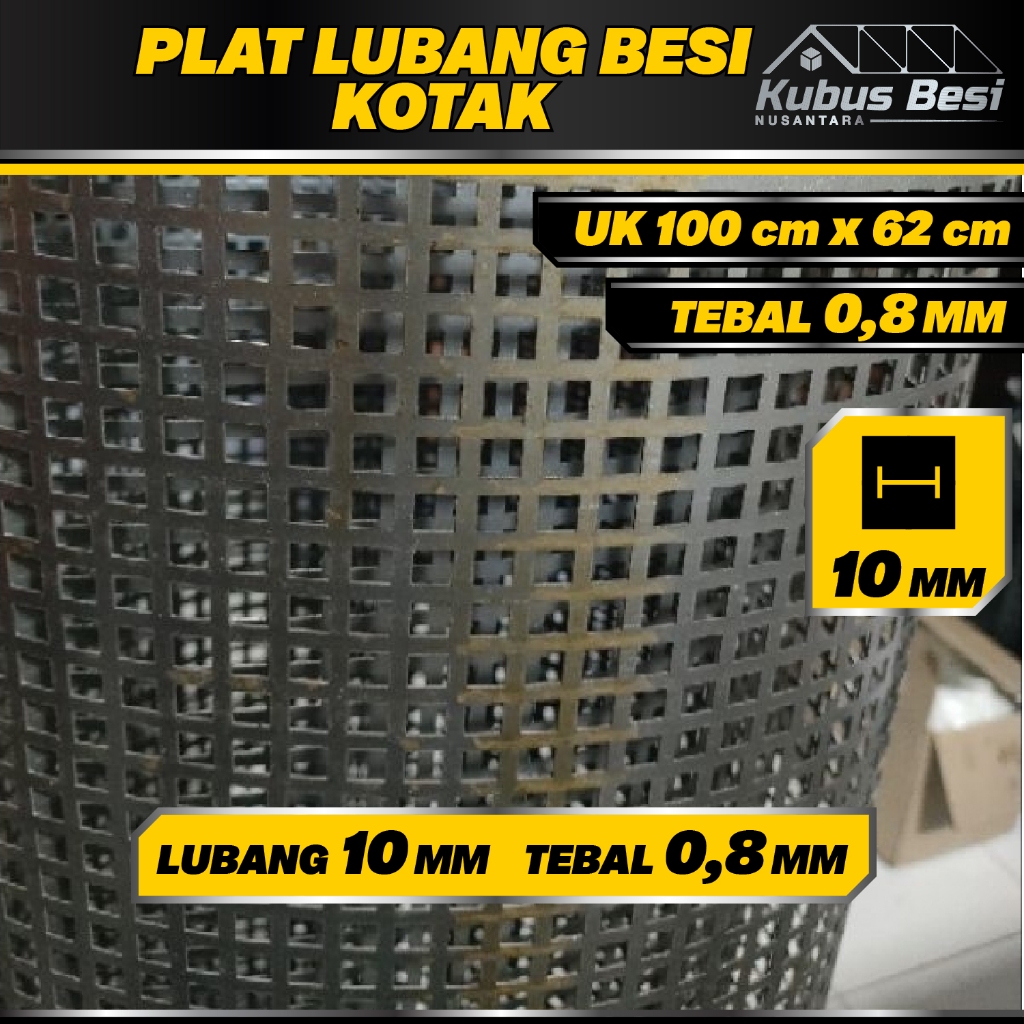 Jual 100x62 cm - Plat Lubang KOTAK 10 mm - Tebal 0,8 mm. Ram Gril/Plat ...