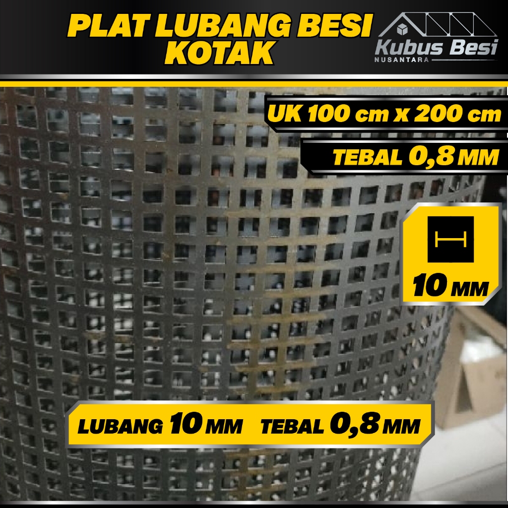 Jual 100x200 cm - Plat Lubang KOTAK 10 mm - Tebal 0,8 mm. Ram Gril/Plat ...