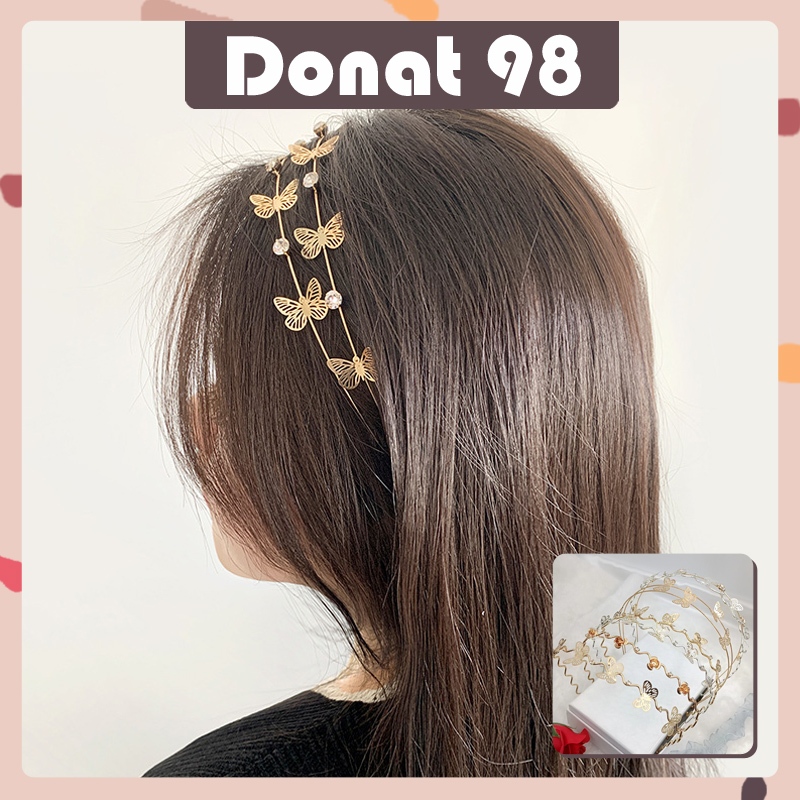 Jual (COD) Bando Mutiara Wanita Aesthetic Simple Headband Bandana Kupu ...