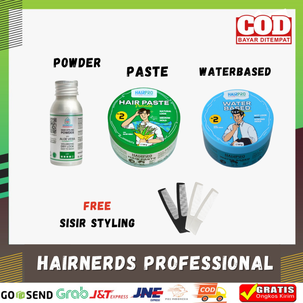 Jual HAIRNERDS PROFESSIONAL POWDER POMADE PASTE HAIRPRO WATERBASED ...