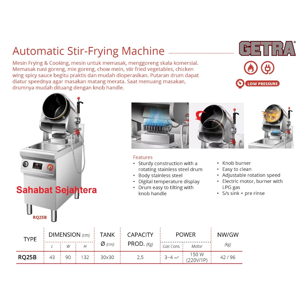 Jual Berat Sebenarnya GETRA Automatic Stir-Frying Machine RQ25B Mesin ...