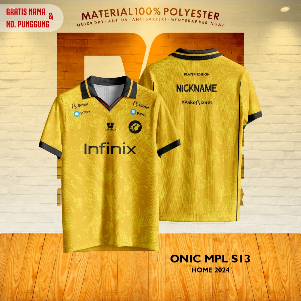 Jual Jersey Kaos Baju Atasan SUPORTER ONIC ESPOTS MPL S13KUNING Free NickName | Shopee Indonesia