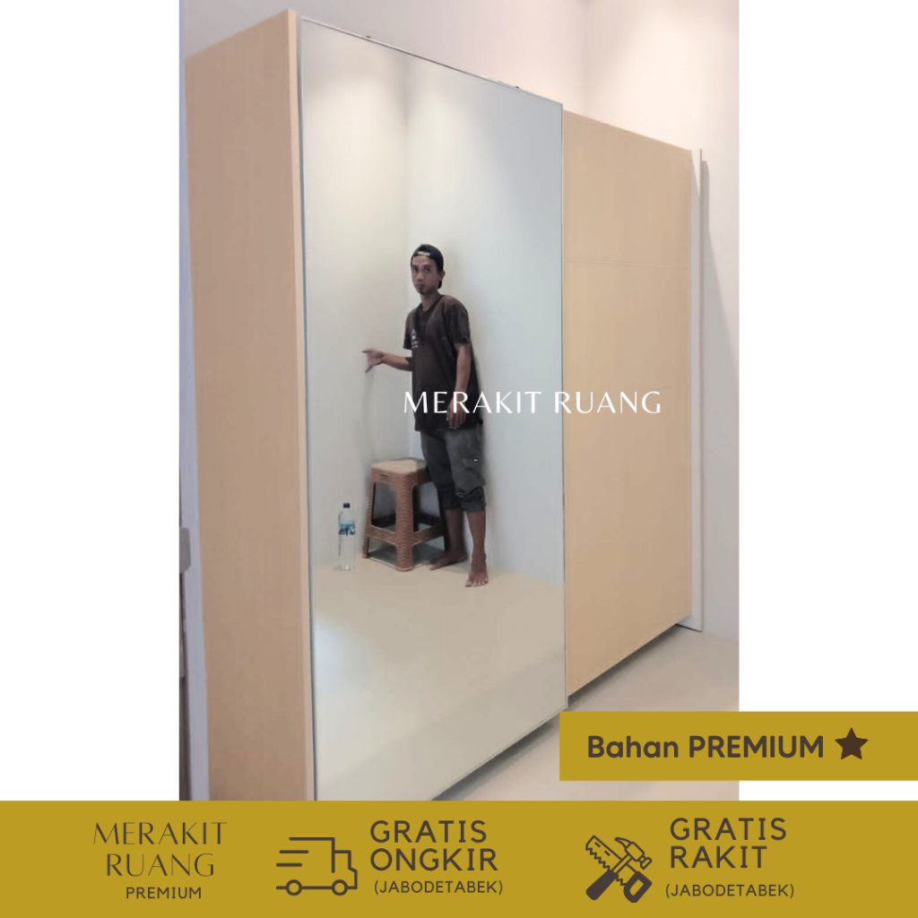Jual Lemari Sliding Gantung 2 Pintu Cermin Premium | Shopee Indonesia
