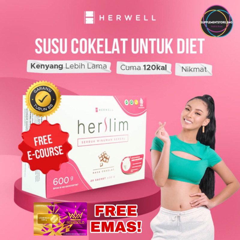 Jual [FREE GOLD] HERSLIM 1 BOX 20 sachet HERLEAN HERVIBE HERWELL Susu ...