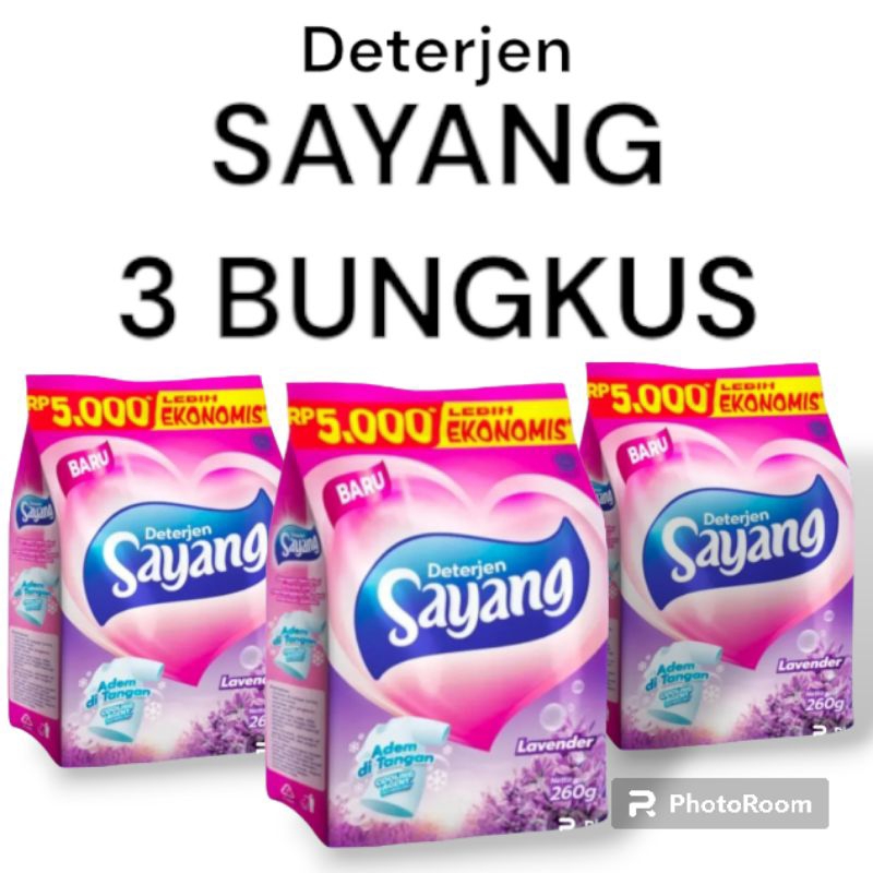 Jual ( paket 3 pcs ) deterjen sayang bubuk 220 gram kemasan Rp.5000 ...