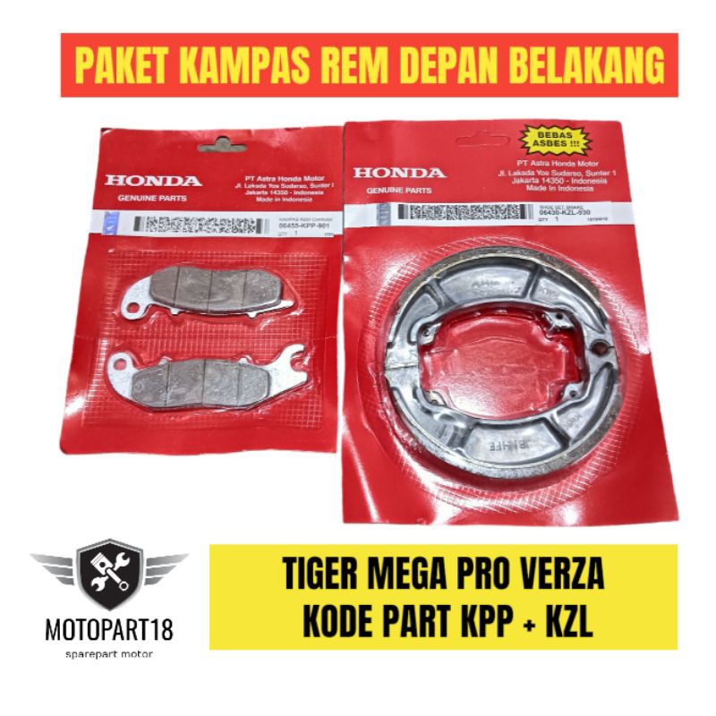 Jual PAKET KAMPAS REM DEPAN BELAKANG VERZA TIGER MEGA PRO OLD (KZL+KPP ...