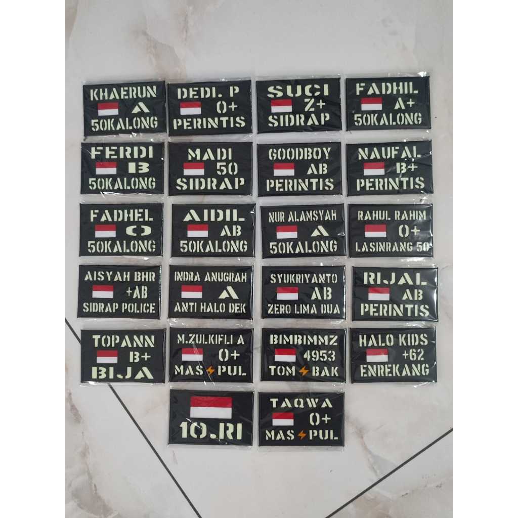 Jual patch laser cut velcro custom glow inthe dark/lasercut velcro ...