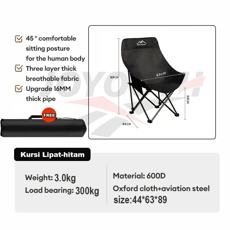 Jual Kursi Lipat Outdoor Bulat Moon Kursi Mancing Camping 600D Kain Oxford Kursi Pantai Lipat ...