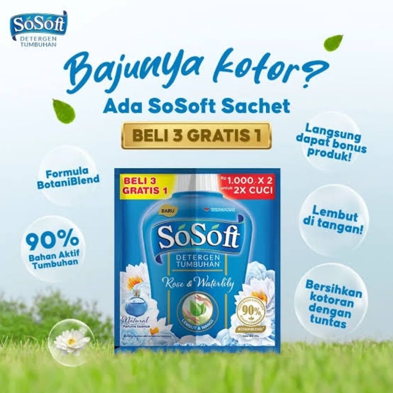 Jual SoSoft Deterjen Cair 1 Renceng isi 16 Sachet | Shopee Indonesia