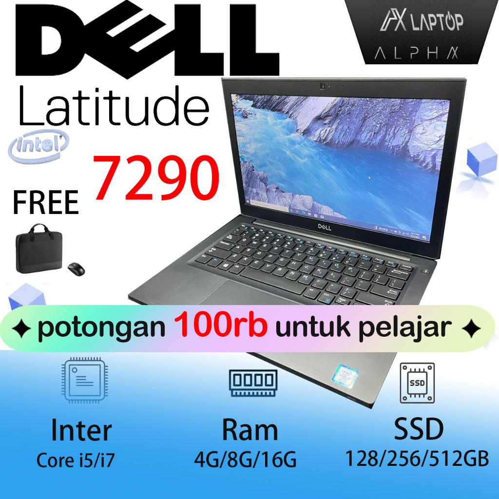 Jual LAPTOP DELL LATITUDE 7290 CORE I5/I7 GEN 8 - LAYAR 12,5 INCH MURAH ...