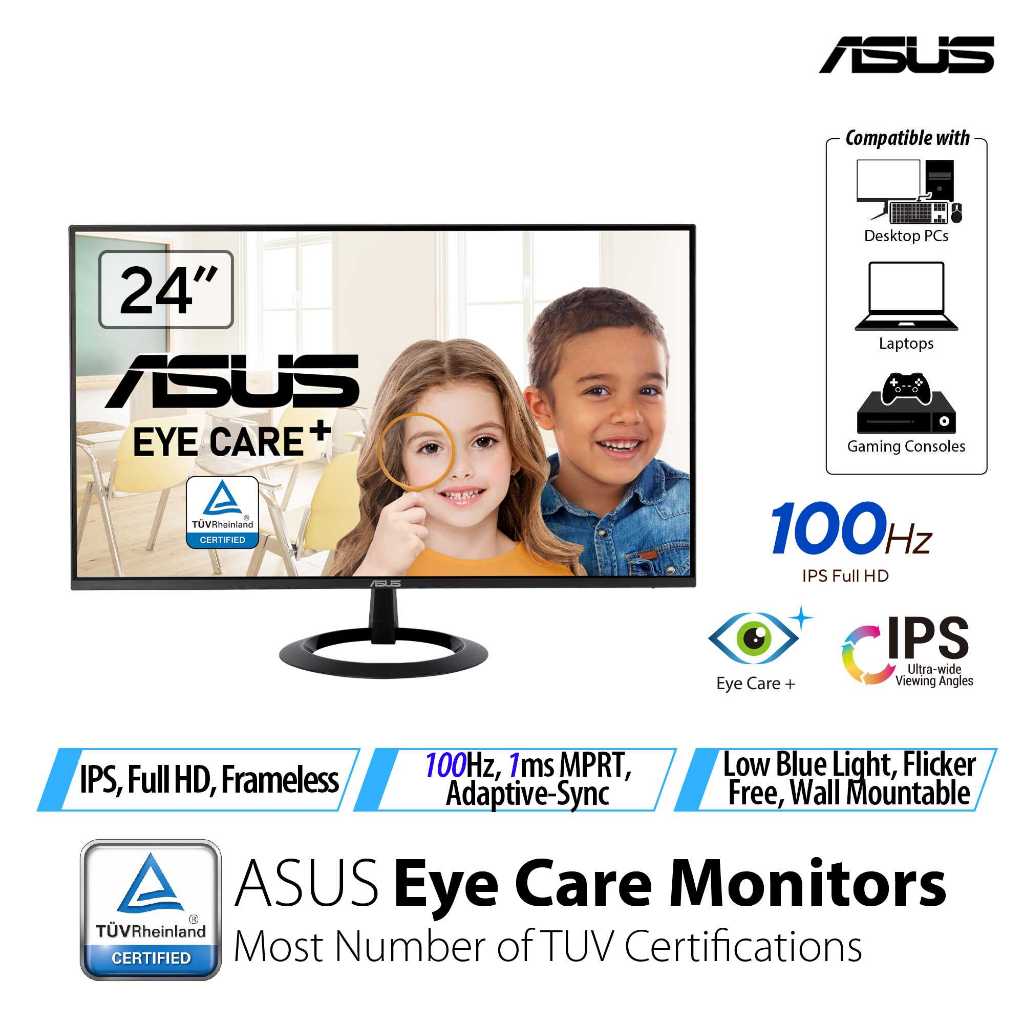 Jual ASUS VZ24EHF 24 Inch Eye Care Gaming Monitor - FHD IPS 100Hz 1ms ...