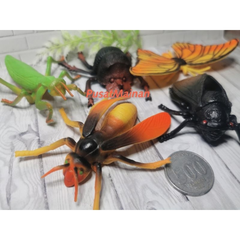 Jual mainan hewan insect serangga kupukupu kumbang belalang lalat set ...