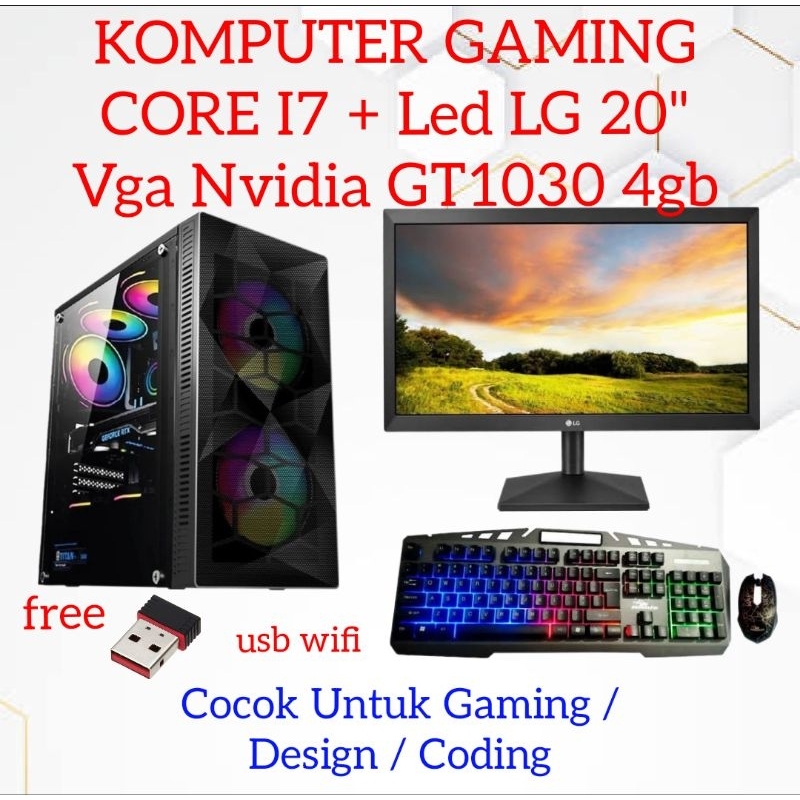 Jual Full Set Core i7 - LG 20" Vga Nvidia GT1030 4gb - 16gb Ram - 500gb ssd Pc Rakitan ...