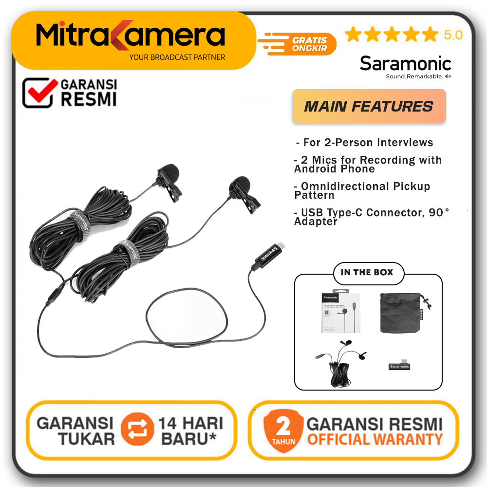 Jual Saramonic LavMicro U3C Dual Omnidirectional Lavalier Microphone | Shopee Indonesia