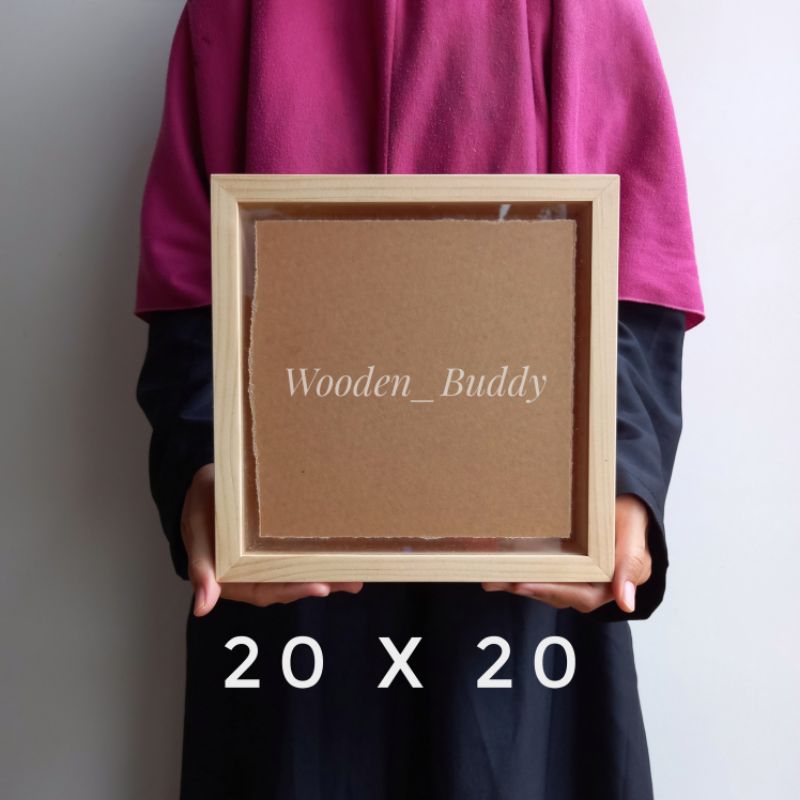 Jual Frame 3D 20 x 20 Kaca Akrilik Kayu Pinus Space 3,5cm | Shopee ...