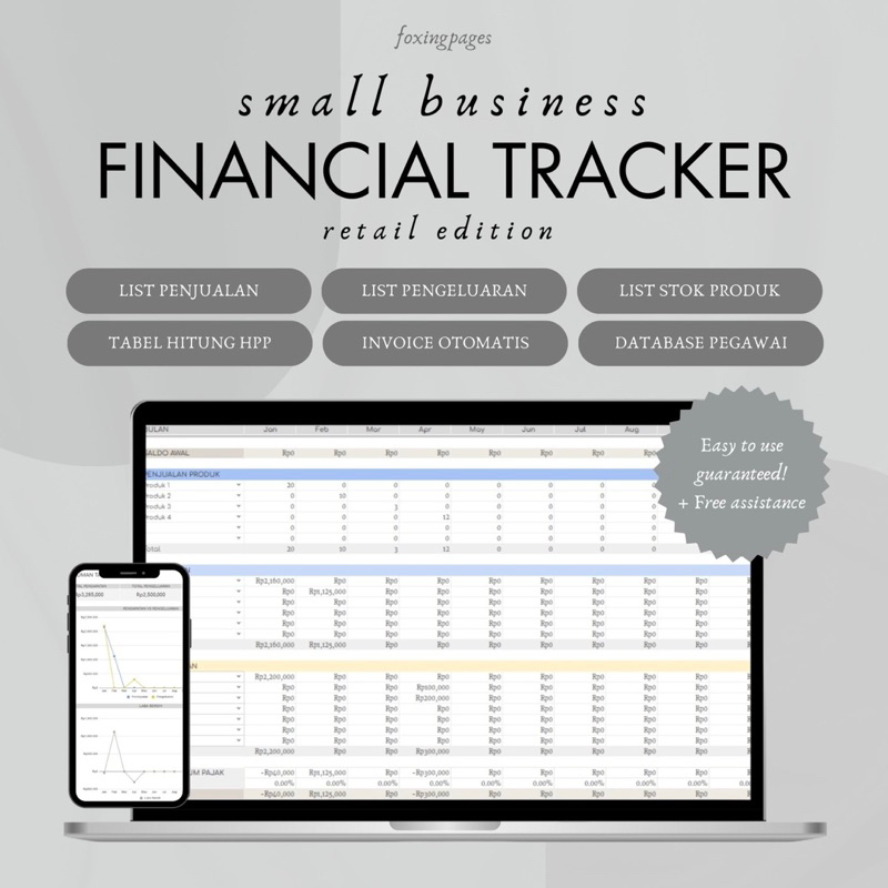 Jual Small Business Financial Tracker Spreadsheet (Retail/Fashion ...