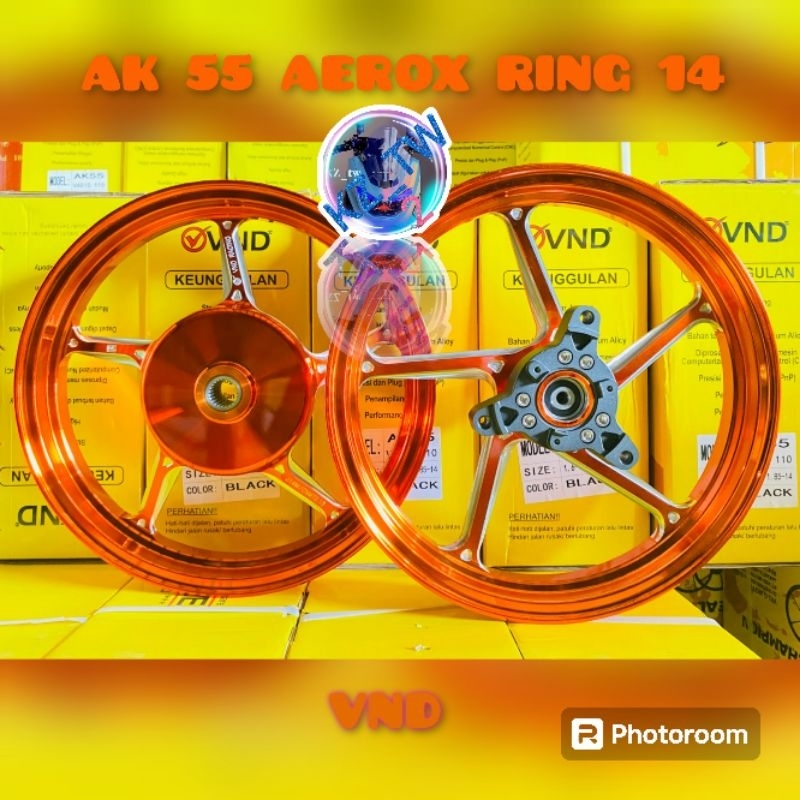Jual VND VELG AK 55 RING 14 FOR NMAX NEW/AEROX UK 1.85X14 / 2.15X14 ORIGINAL VND RACING | Shopee ...