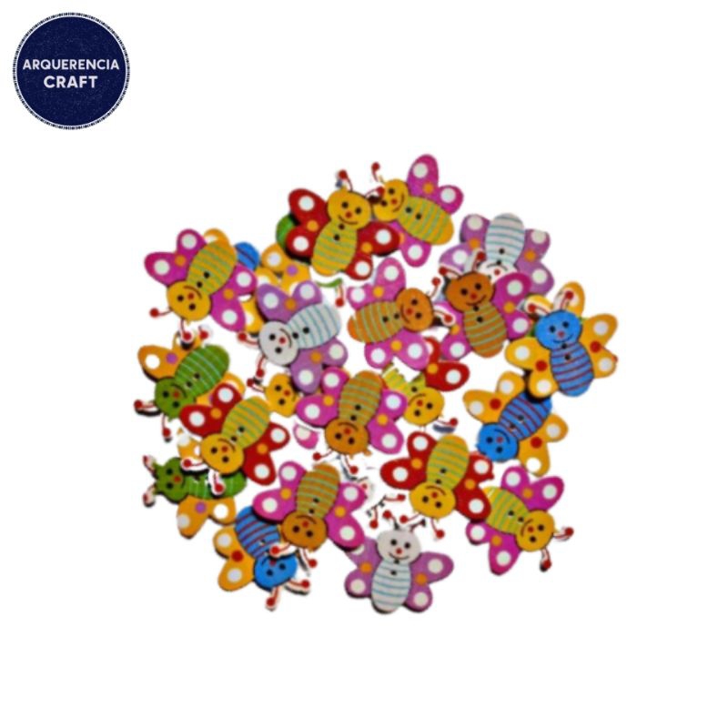 Jual 10 Pcs Kancing Kayu Hias Bentuk Kupu Kupu | Kancing Scrapbook ...