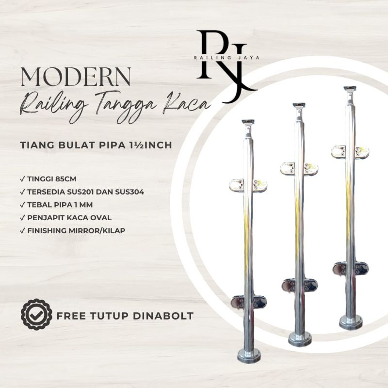 Jual TAING RAILING TANGGA KACA PIPA BULAT SUS304 | Shopee Indonesia
