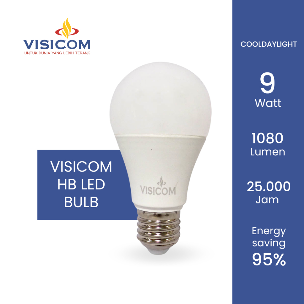 Jual VISICOM Lampu LED Bulb 9 Watt (HB) Hemat Energi /Bohlam Cahaya Putih | Shopee Indonesia