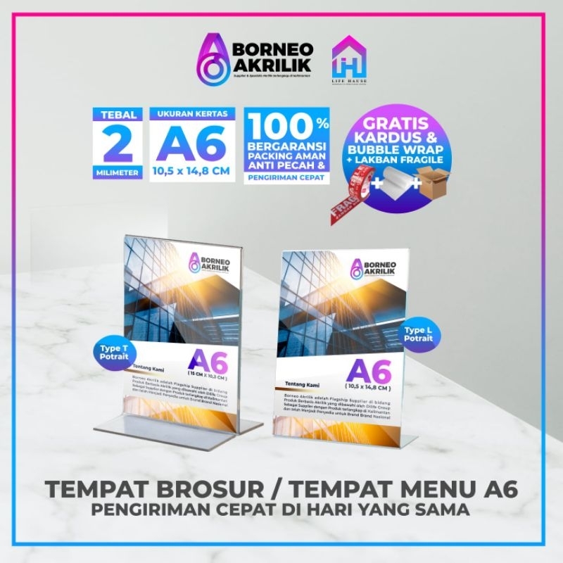 Jual SIZE MINI / KECIL YA Akrilik Stand A6 Wadah Brosur Standing ...