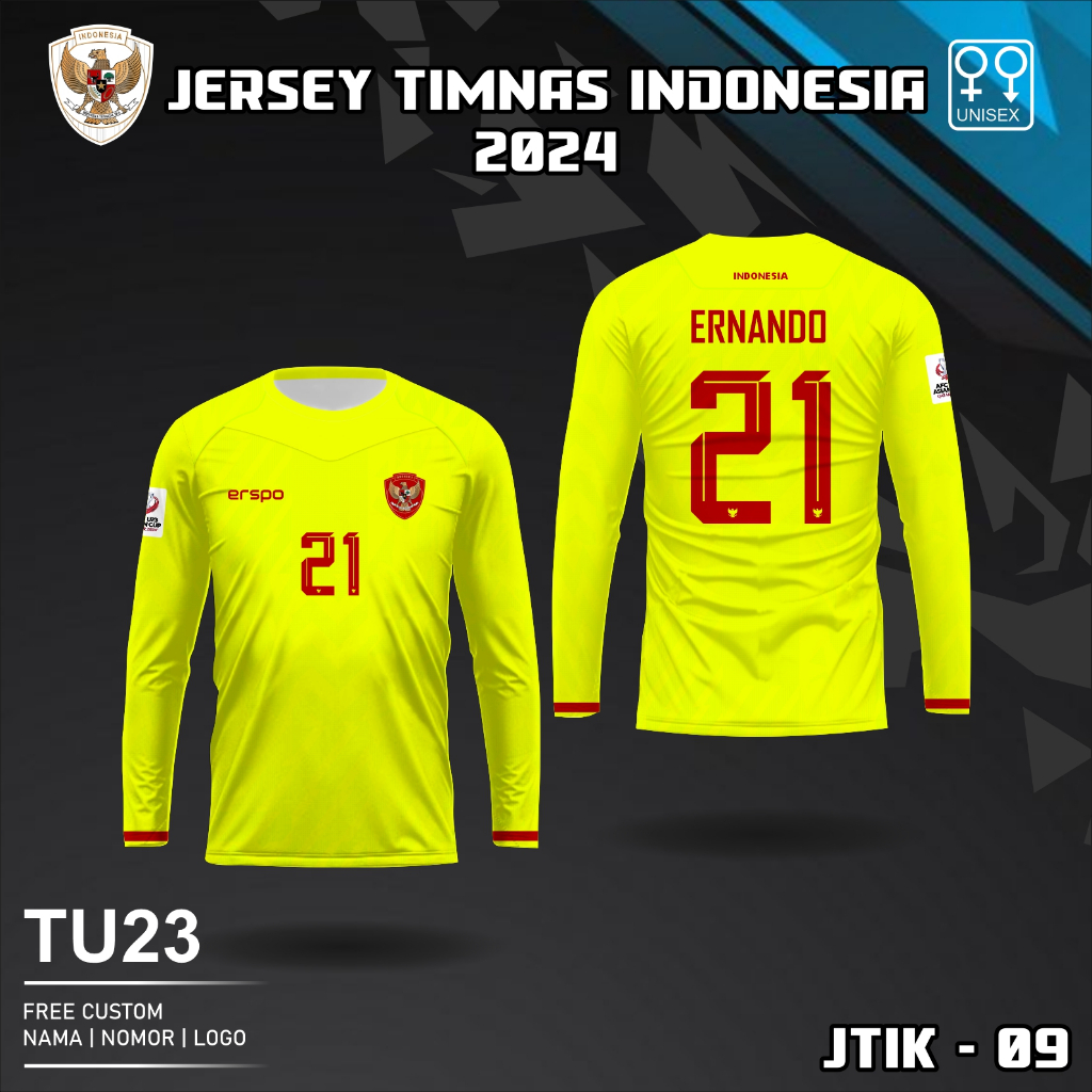 Jual Baju kiper timnas indonesia terbaru kaos jersey bola piala asia U23 2024 lengan panjang ...