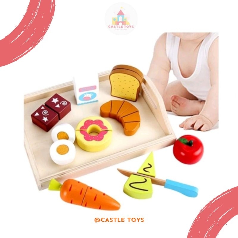 Jual Mainan Buah Potong Kayu Magnet/ Wooden Fruit and Vegetables ...