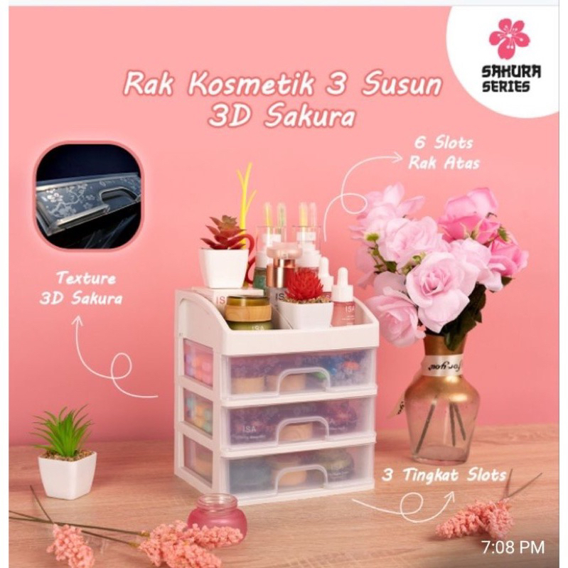Jual Rak Kosmetik Sakura 3 Susun | Shopee Indonesia