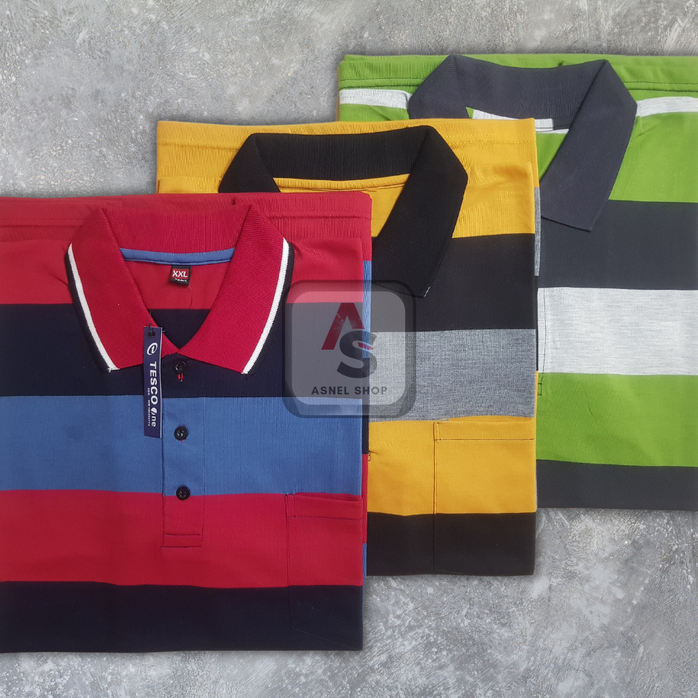 Jual Kaos Salur Berkerah Saku Depan Pria Dewasa | Polo Shirt Stripe ...