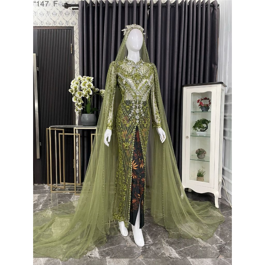 Jual Kebaya akad nikah wanita modern belah army jarik slayer veil ...