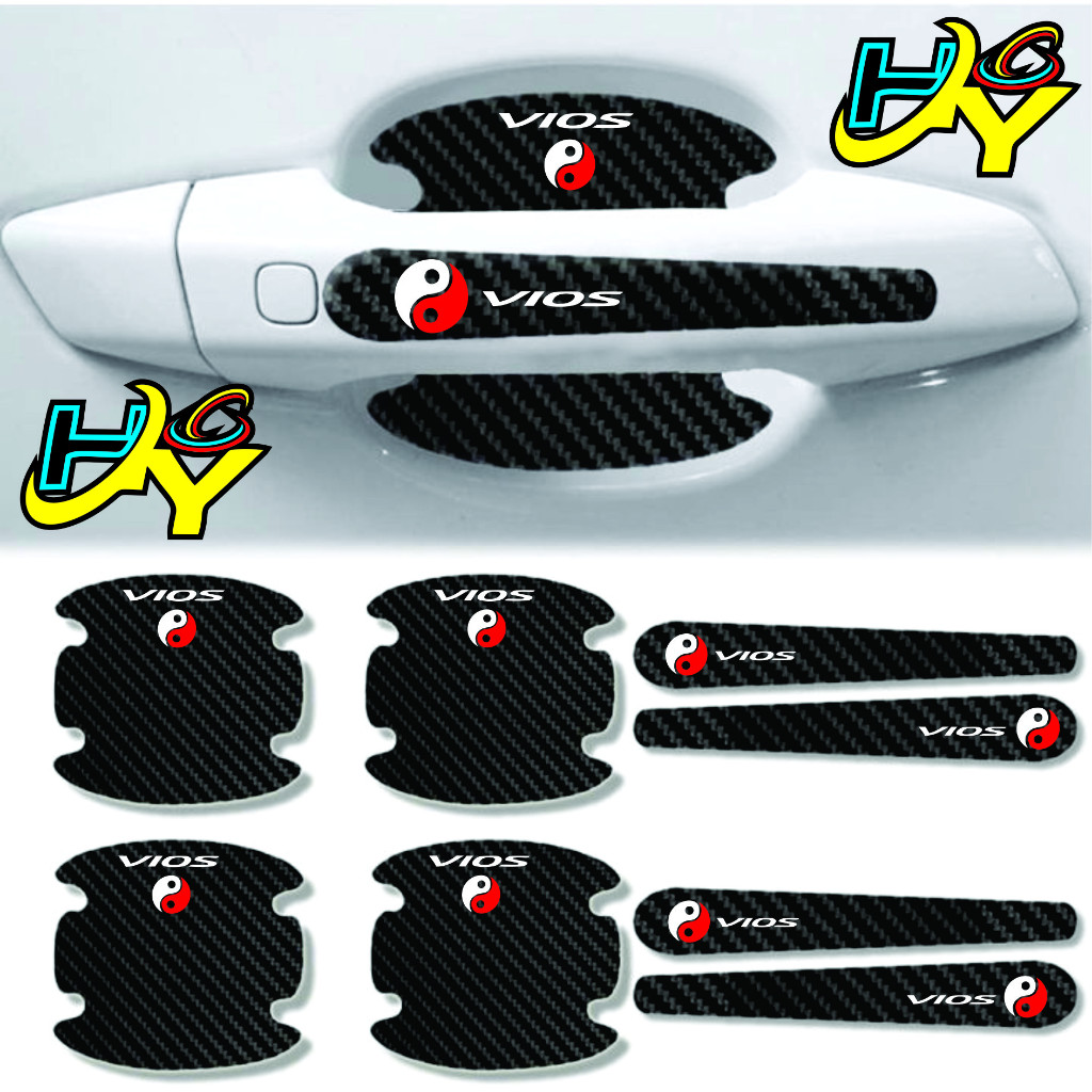 Jual STICKER CARBON 8PCS STICKER GAGANG PINTU 3D MOBIL TOYOTA VIOS ...