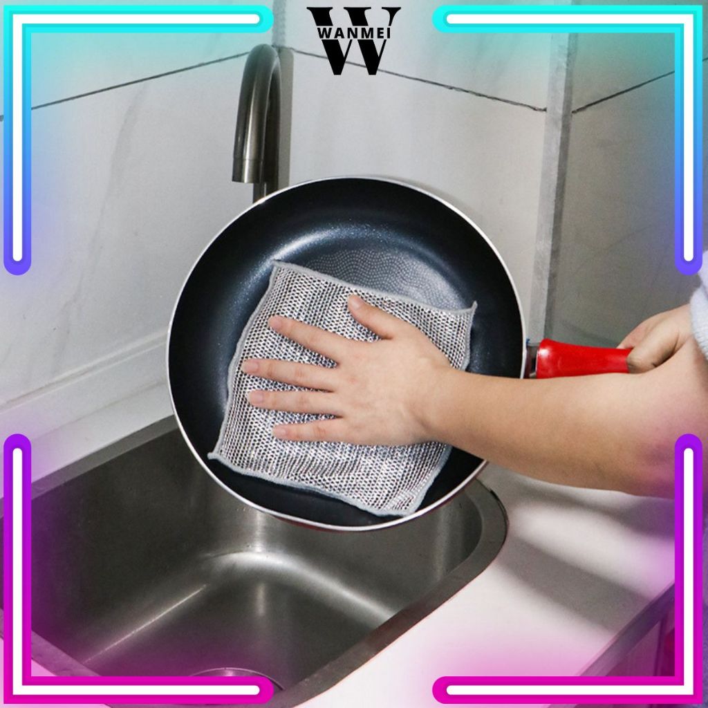 Jual WM Kain Lap Cuci Piring Bahan Kawat / Spons Dapur Bentuk Petak ...