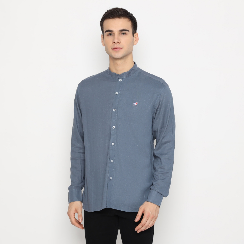 Jual (Defect Sale) MON AKITA - Toda Men Shirt Blue-Kemeja Lengan ...