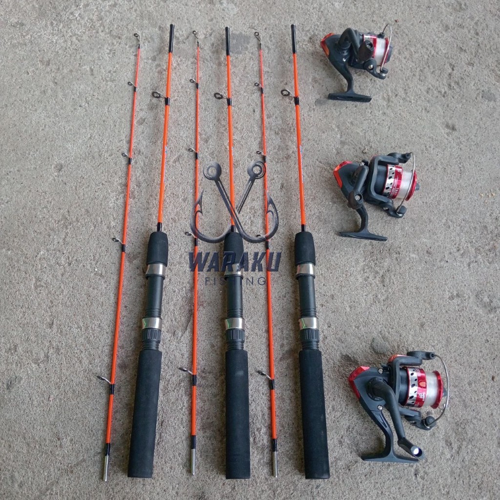 Jual Joran Pancing Udang LENTUR 3 set Reel Besi (Bonus Senar) | Shopee ...