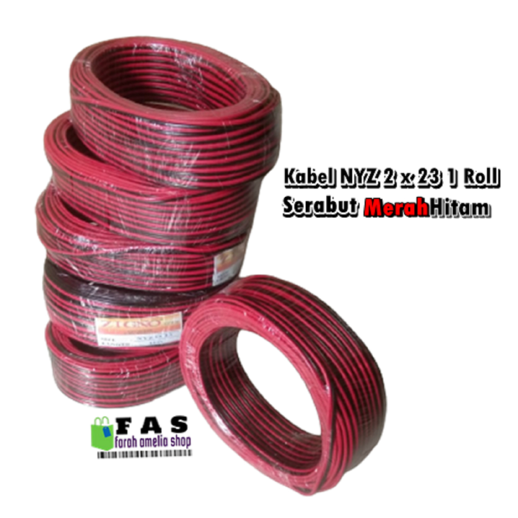 Jual Kabel Listrik Kabel Audio Kabel Serabut Merah Hitam NYZ 2 x 23 ...