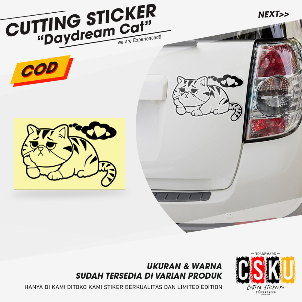 Jual Cutting Sticker Daydream Cat Cute Variasi Motor Mobil Sticker ...