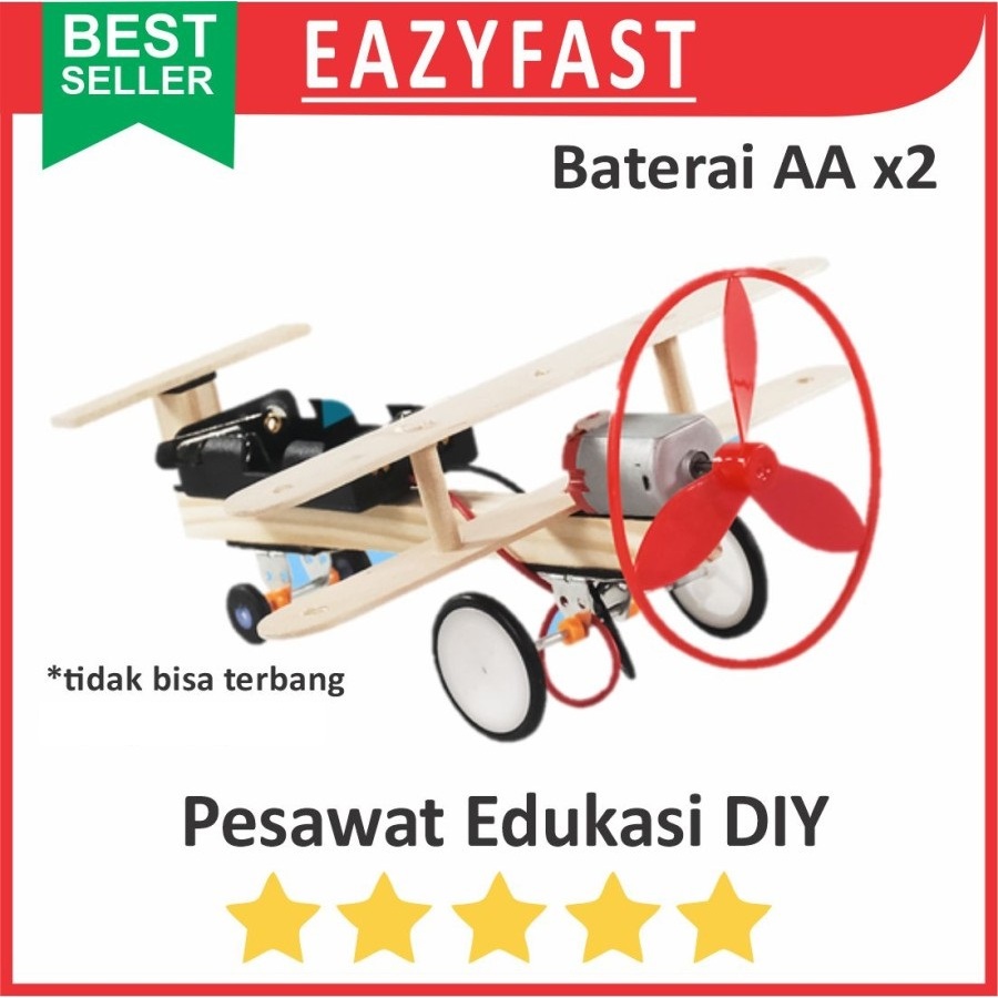 Jual Mainan Pesawat Baling Rakit DIY Propeller Edukasi Rakitan Baterai ...