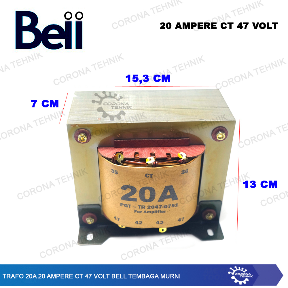 Jual Trafo 20A 20 Ampere CT 47 Volt BELL Tembaga Murni | Shopee Indonesia