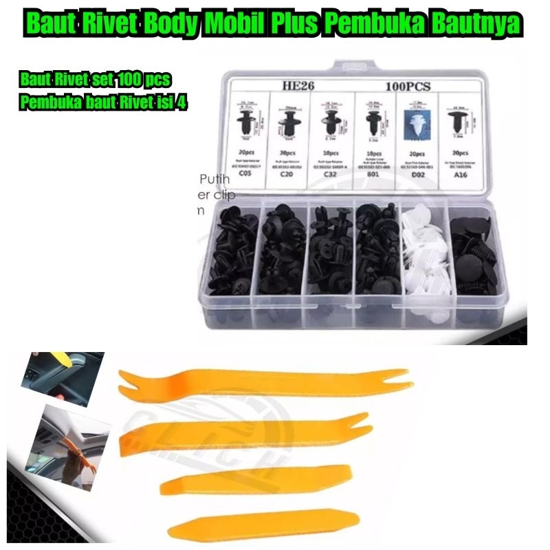 Jual Baut Rivet mobil isi 100 pcs dan pembuka baut rivetnya baut ...