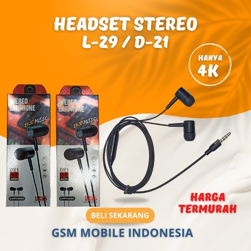 Jual PROMO Headset Handsfree Earphone HF L29 L 29 Audio stereo Super bass murah | Shopee Indonesia